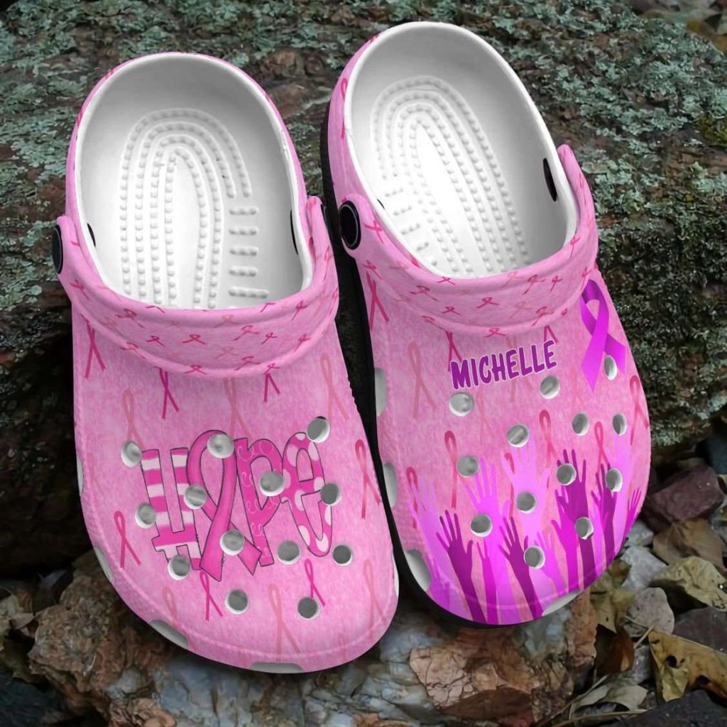 Custom Name Breast Cancer Crocs Hope Pink Ribbon Crocs Clogs Crocband ...