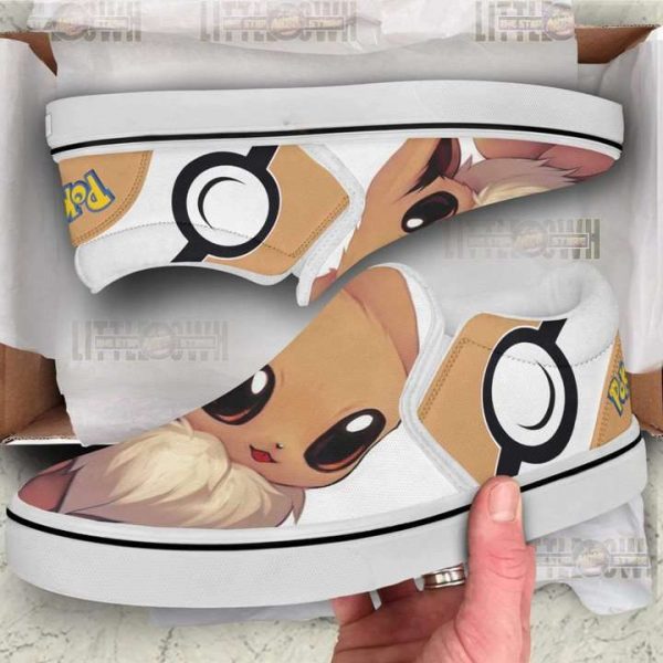 Eevee Pokemon SlipOn Shoes Anime Flat Sneakers - 90sfootwear - Custom ...