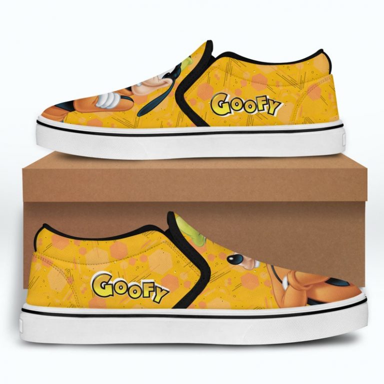 Goofy Orange Disney Pattern Slip On Shoes - 90sfootwear - Custom ...