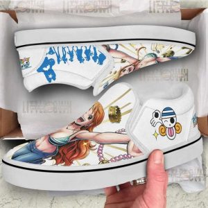 Nami One Piece Anime Flat Slip On Shoes Sneakers - 90sfootwear - Custom ...