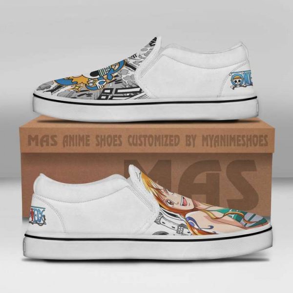 Nami Shoes One Piece Anime Slip On Sneakers - 90sfootwear - Custom ...