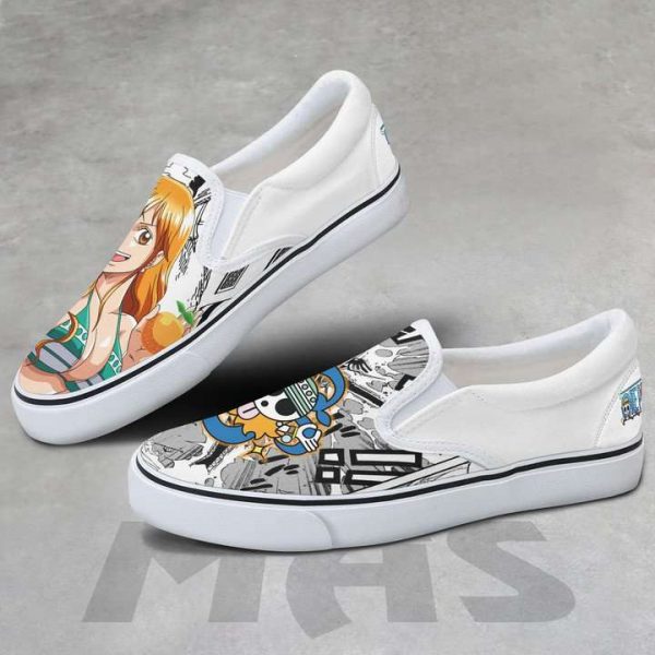 Nami Shoes One Piece Anime Slip On Sneakers - 90sfootwear - Custom ...